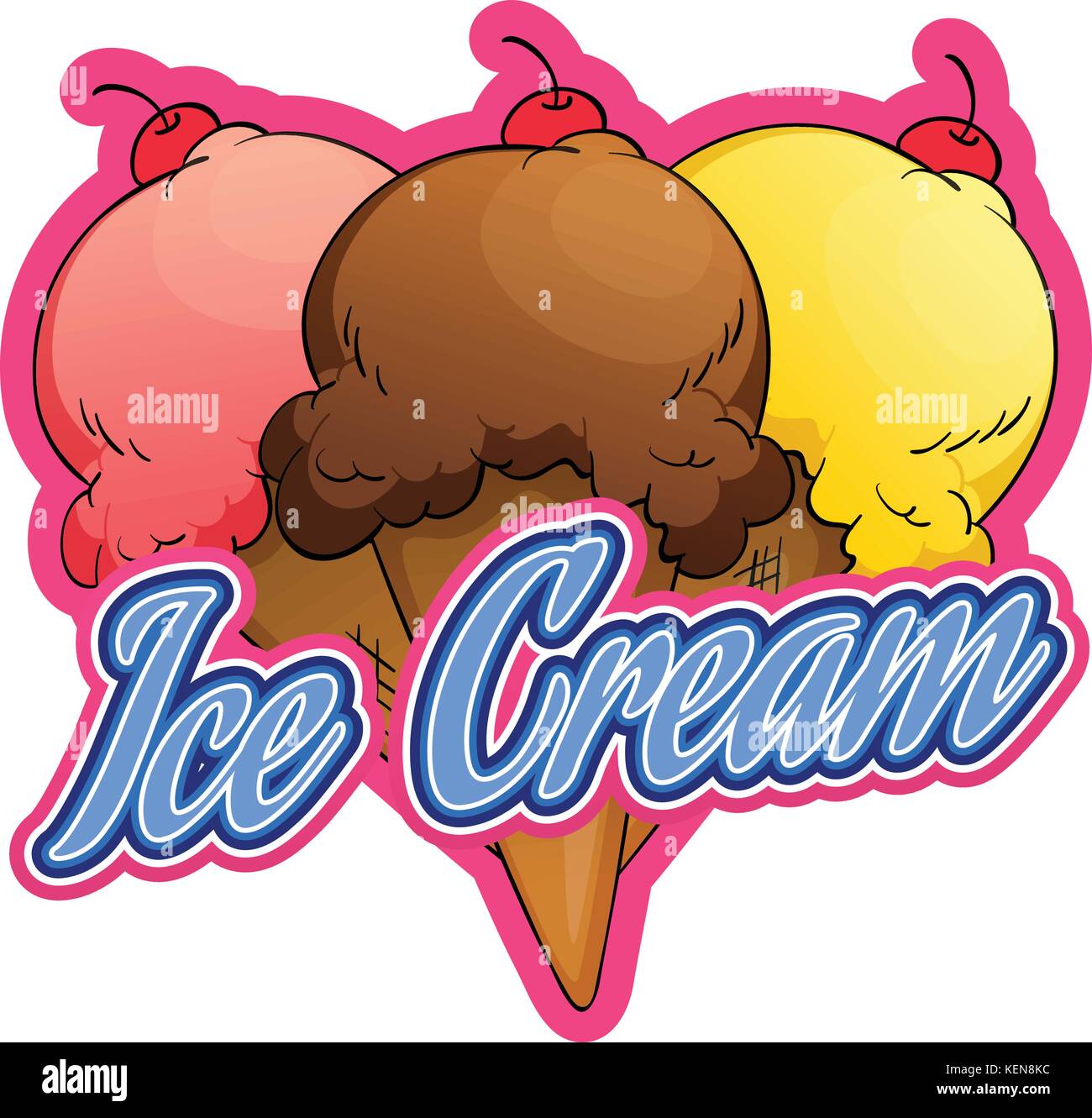 Flashcard showing three cones of ice cream Stock Vector Image & Art - Alamy