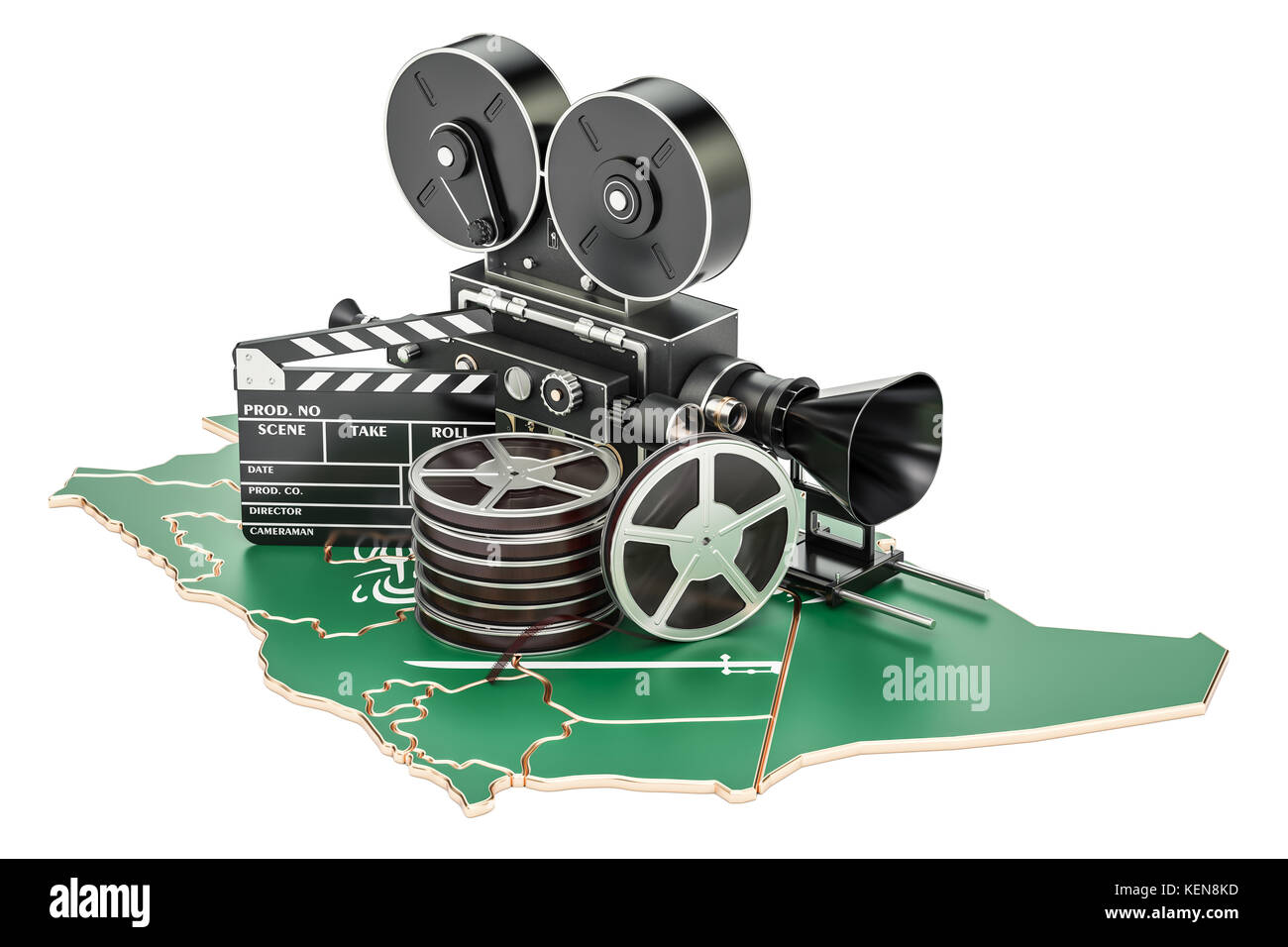 Saudi Arabia cinematography, film industry concept. 3D rendering ...