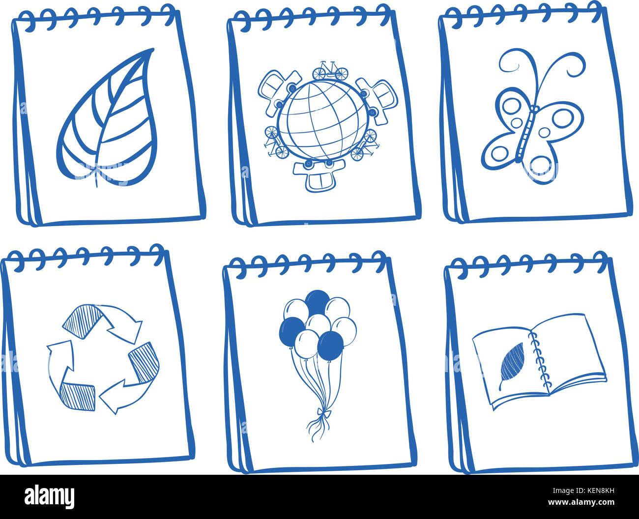 Illustration of the different notebook icons on a white background ...