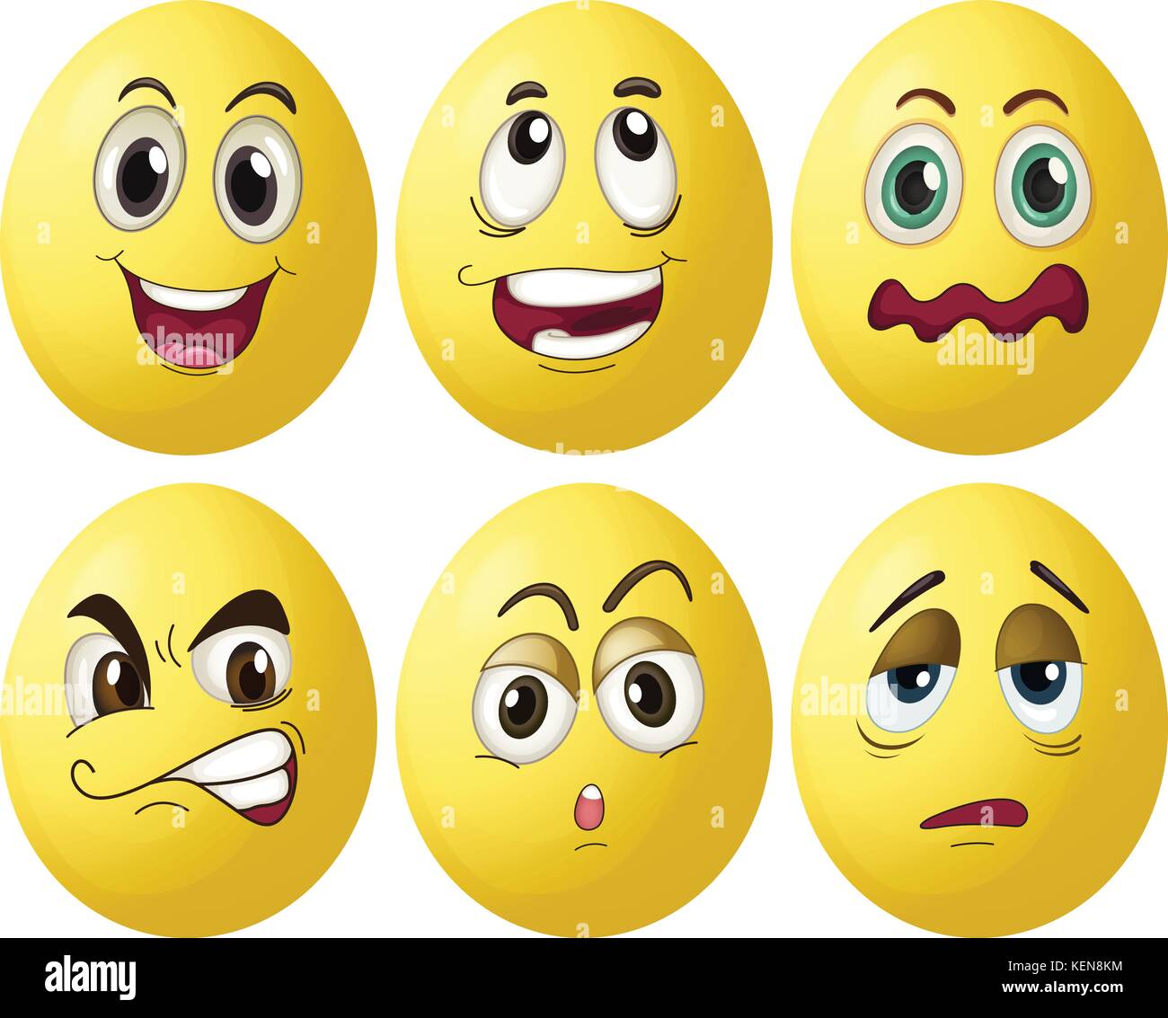 illustration of many eggs with facial expressions Stock Vector Image ...