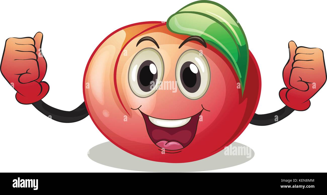 Illustraion of a peach with face Stock Vector Image & Art - Alamy