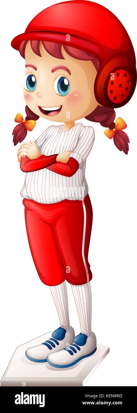 Cartoon Girl Baseball Player