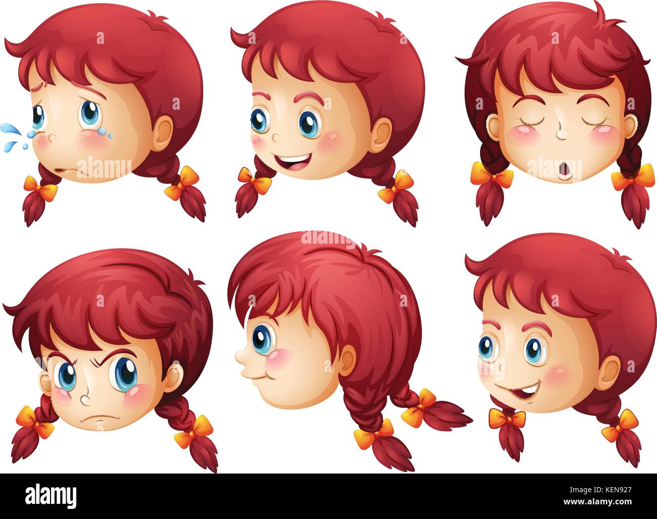 Illustration of a girl expressions Stock Vector Image & Art - Alamy