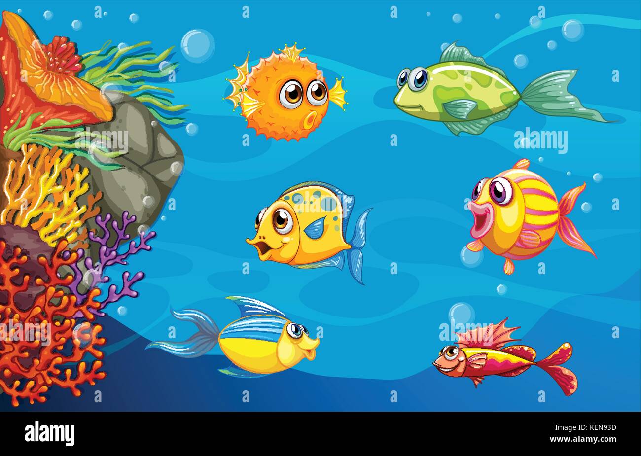 Illustration of fish swimming underwater Stock Vector Image & Art - Alamy
