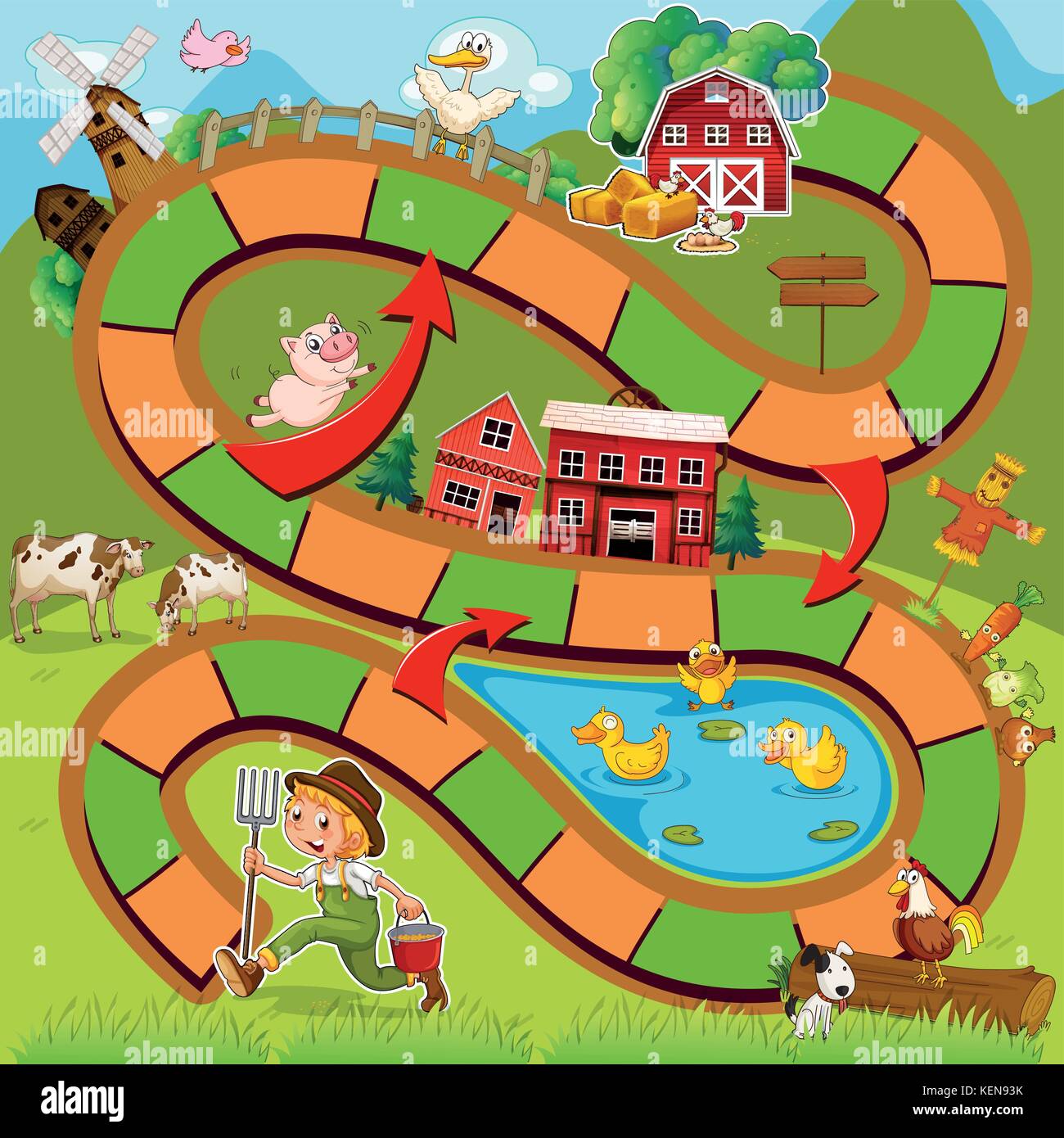 Illustration of boardgame with farm background Stock Vector Image & Art ...