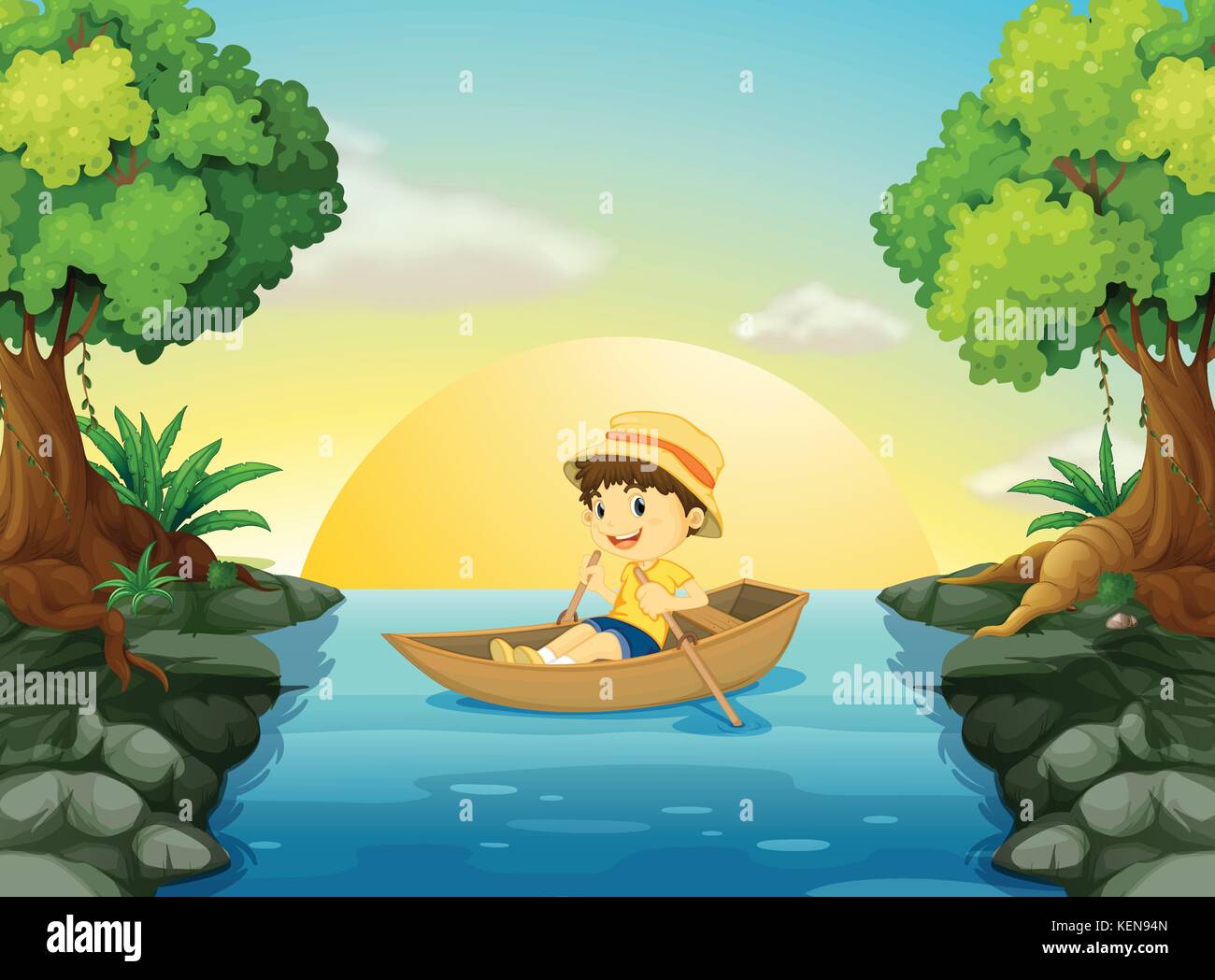 Illustration of a boy boating Stock Vector Image & Art - Alamy