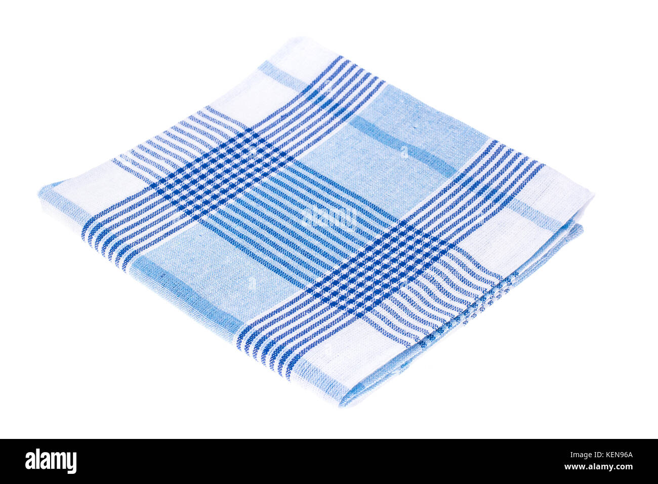 Blue kitchen cloth on white background. Studio Photo Stock Photo - Alamy