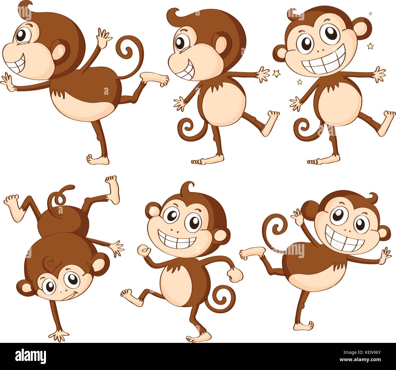 Illustration of monkey set Stock Vector Image & Art - Alamy