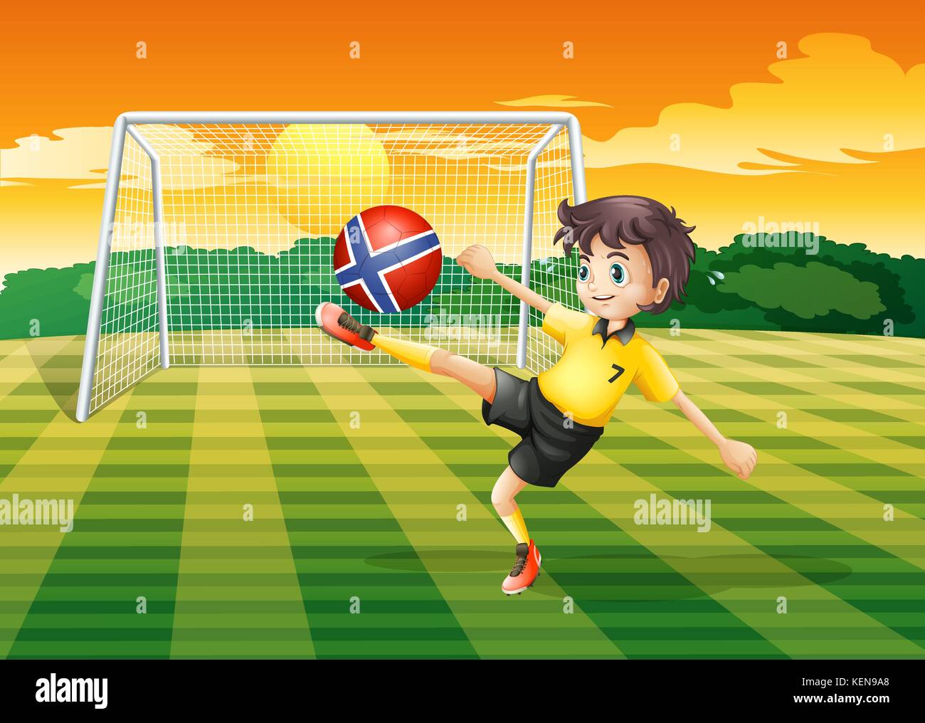 Cartoon female soccer player kicking hi-res stock photography and ...