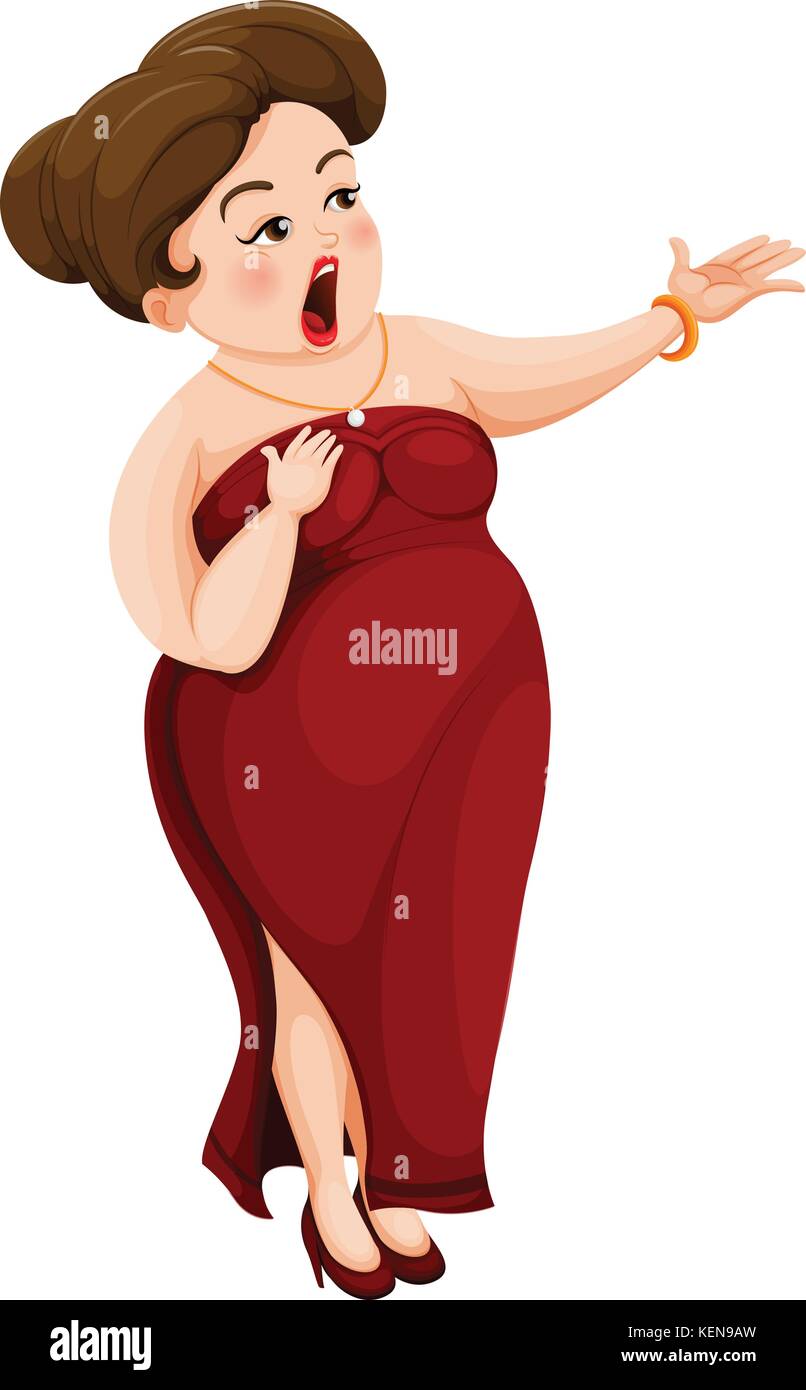 Illustration of a fat singer on a white background Stock Vector Image ...