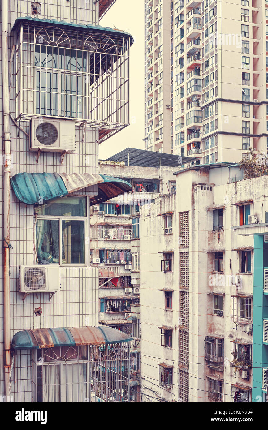 Retro toned old residential building in Chongqing, China Stock Photo ...