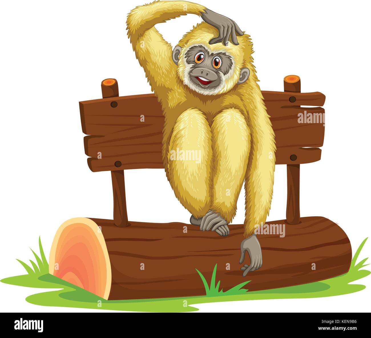 Chimp sitting on log Stock Vector Images - Alamy