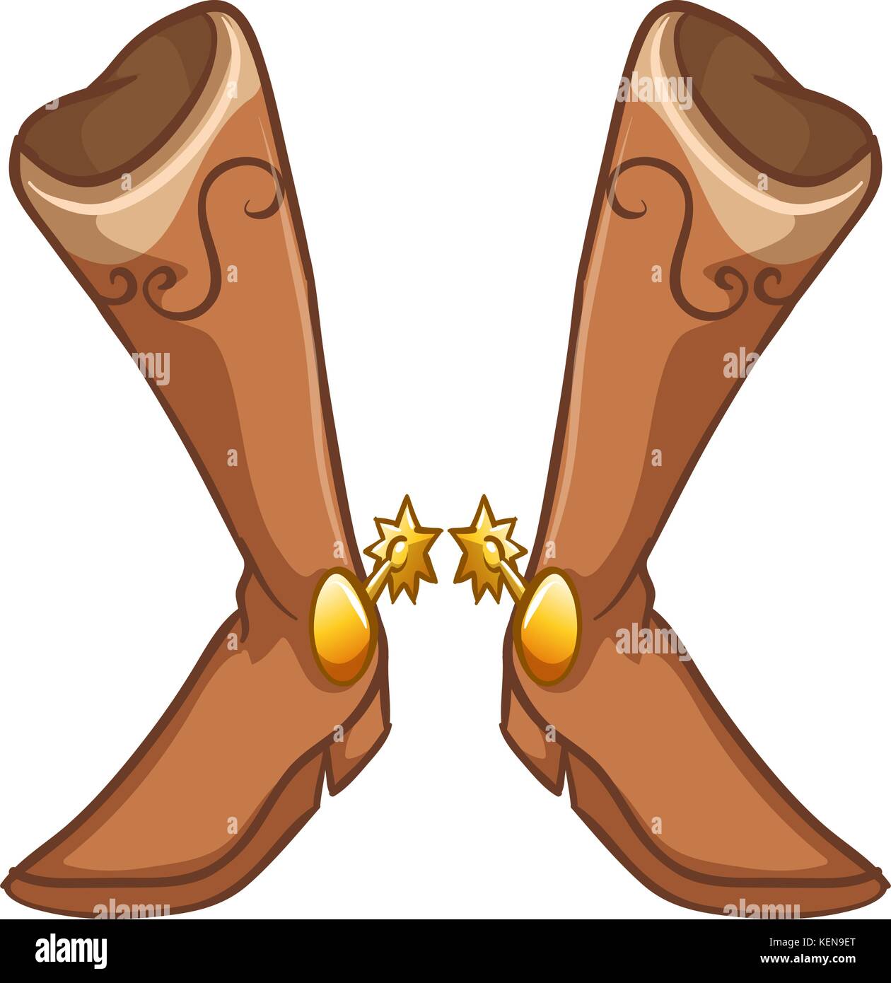 Illustration of a pair of boots with a gold design on a white ...