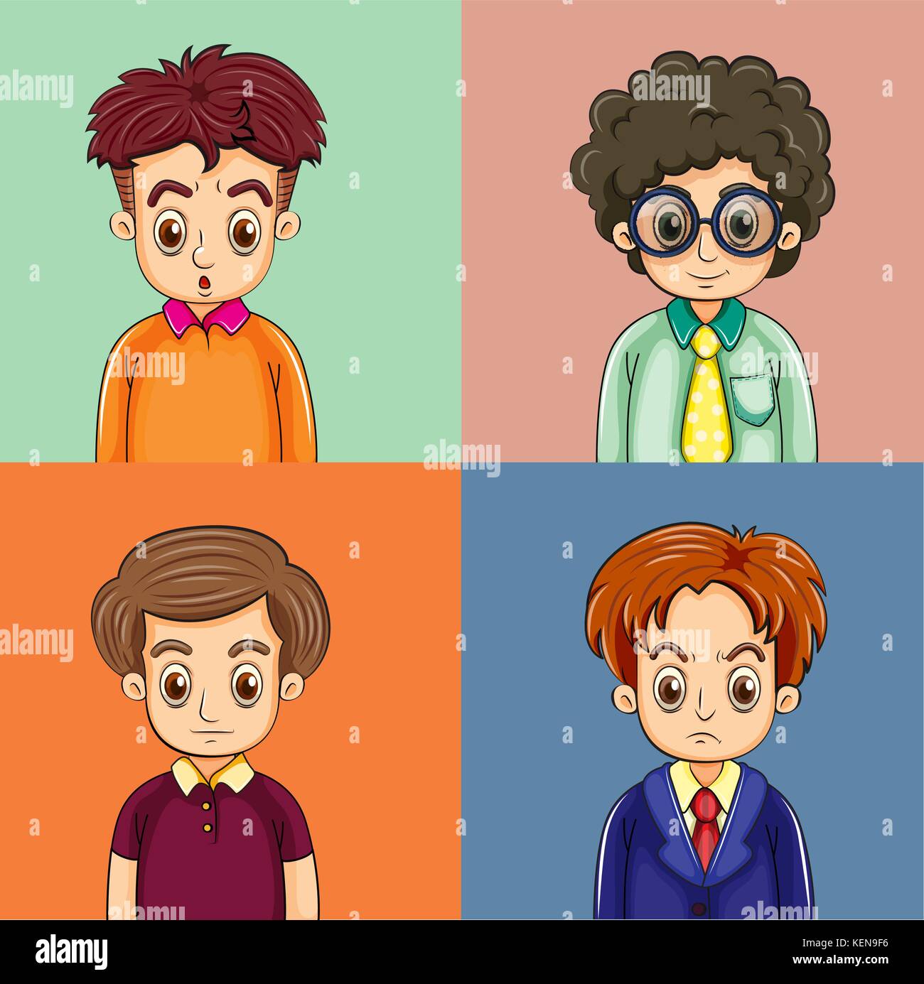 Illustration of four differnt men Stock Vector Image & Art - Alamy
