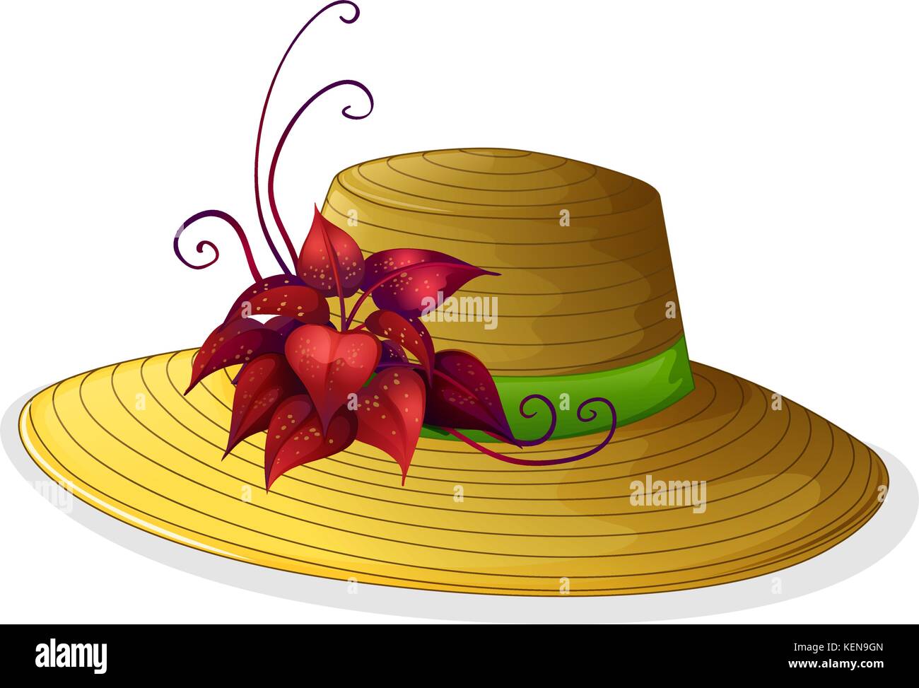 Illustration of a fashionable hat with a plant on a white background ...