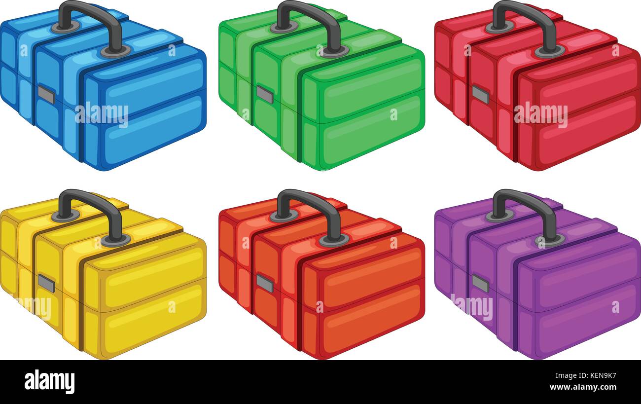 Illustration of the six colorful boxes on a white background Stock ...