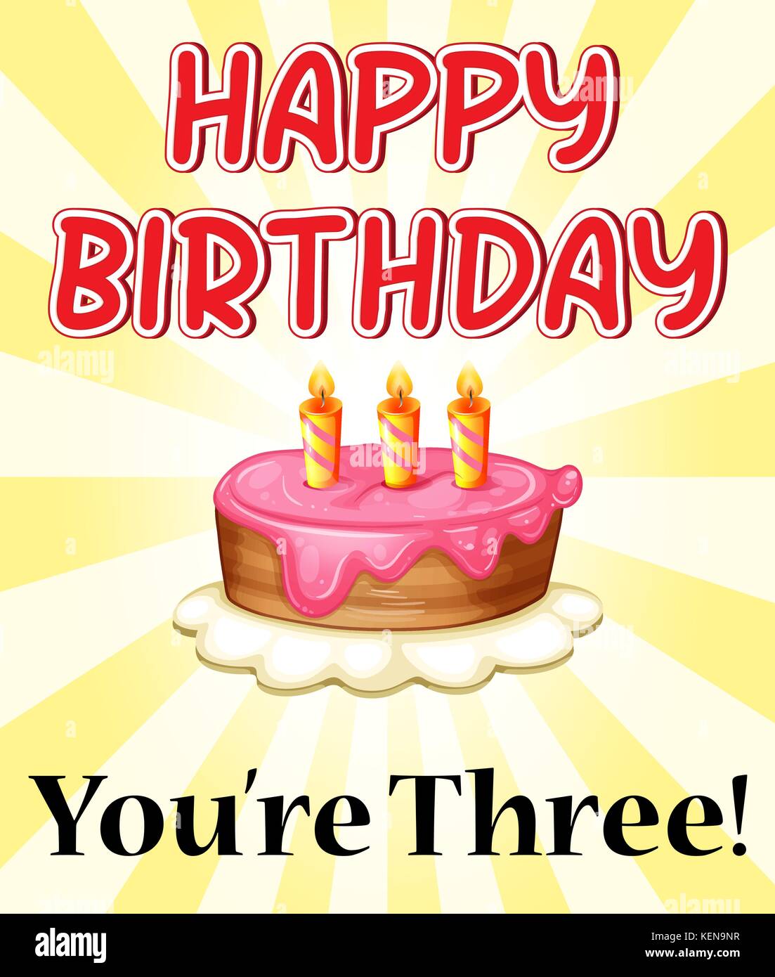 Illustration of a birthday card for three years old Stock Vector Image ...