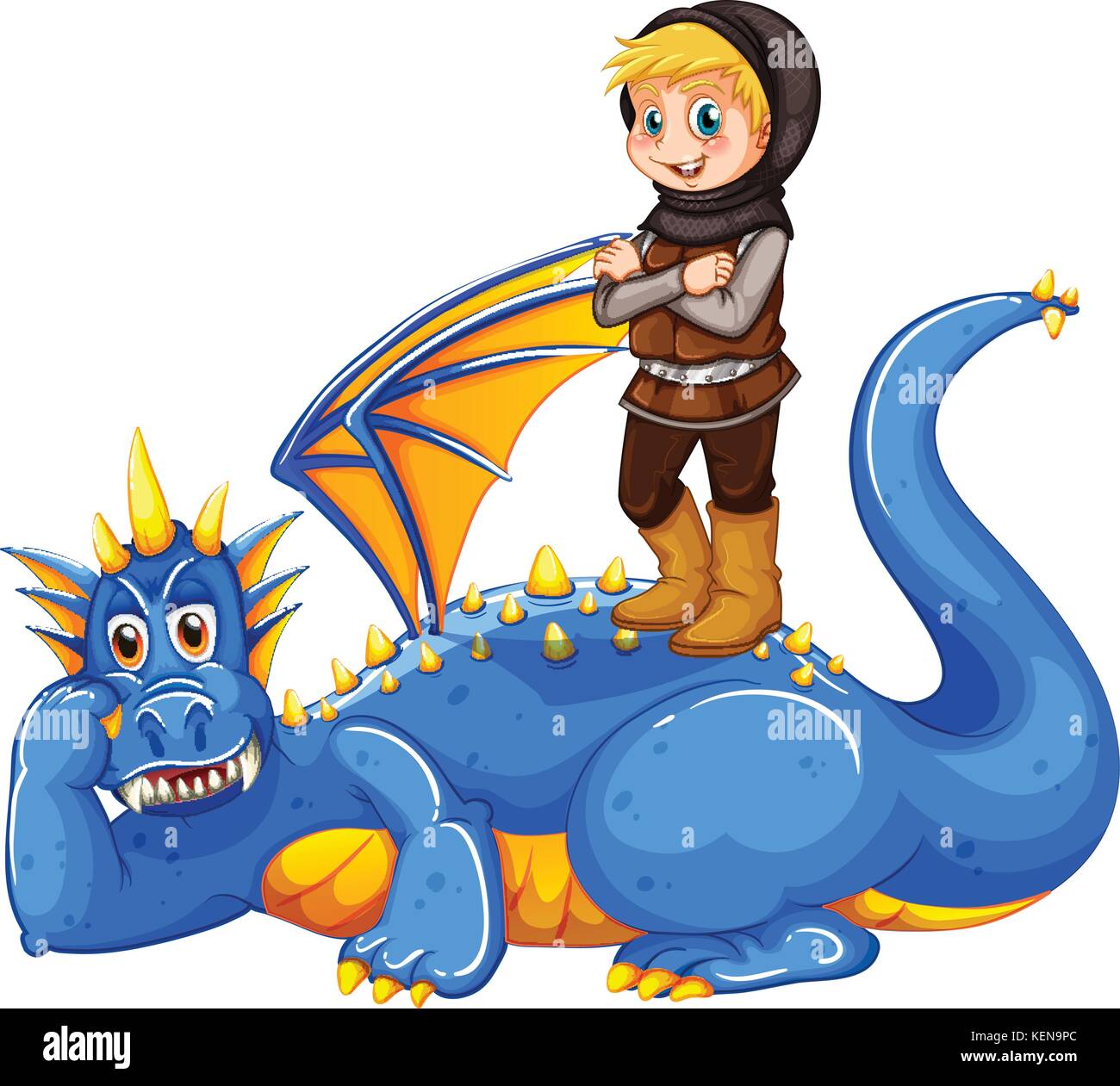 A boy taming the dragon on a white background Stock Vector Image & Art ...