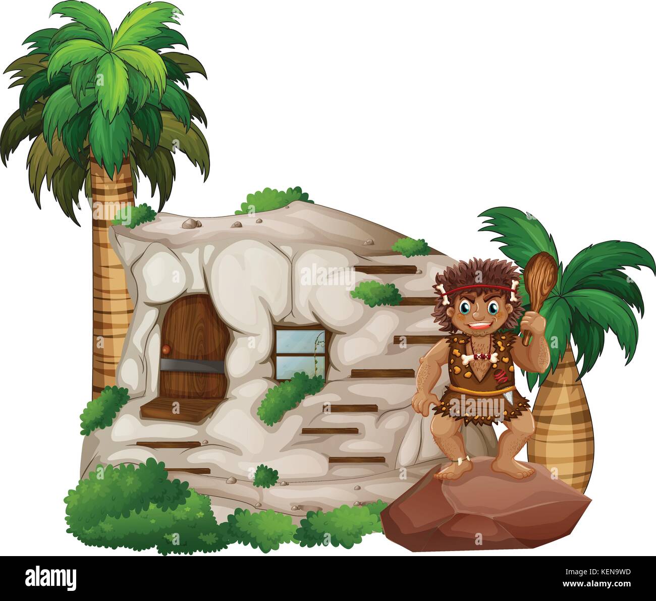 Caveman scene with house and plants Stock Vector Image & Art - Alamy
