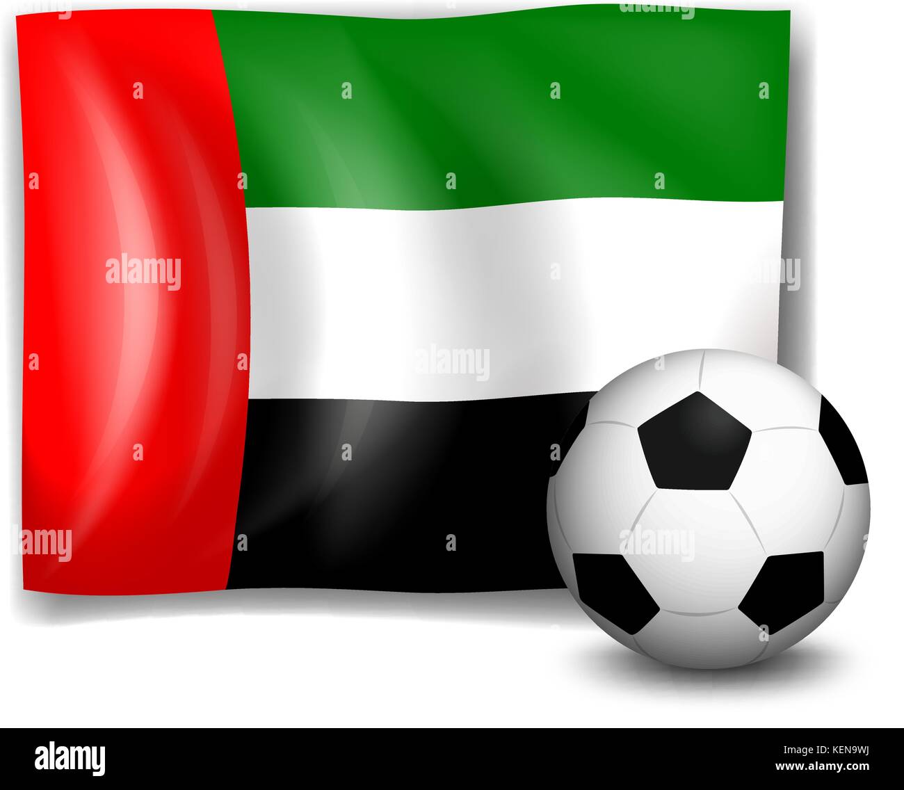 Illustration of a soccer ball and the flag of United Arab Emirates on a ...