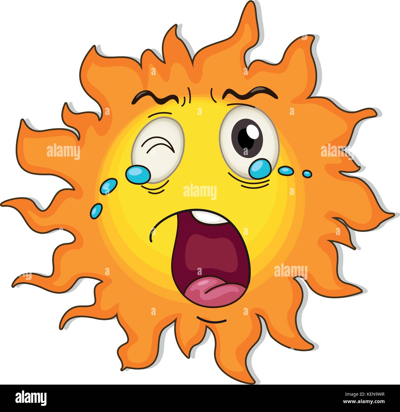 Illustration of a crying sun on a white background Stock Vector Image ...