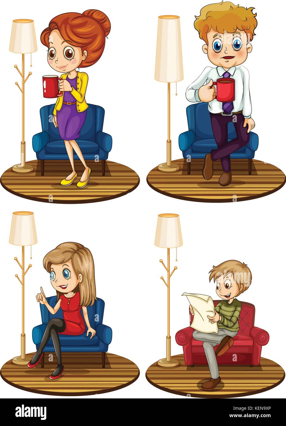 Cartoon illustration four women on hi-res stock photography and images ...