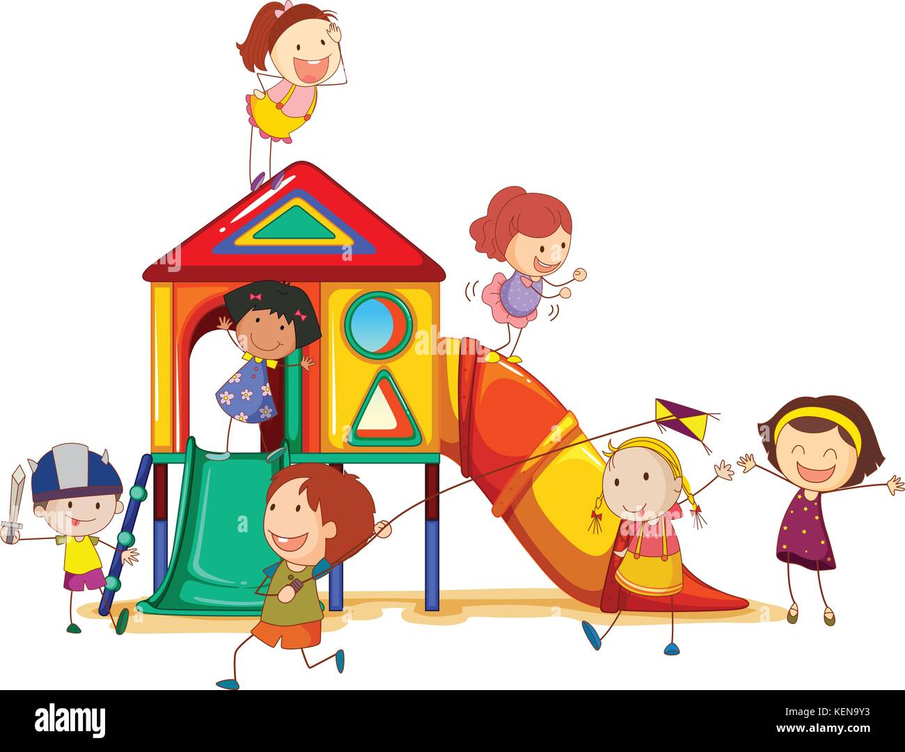 Kids playing on slide Cut Out Stock Images & Pictures - Alamy