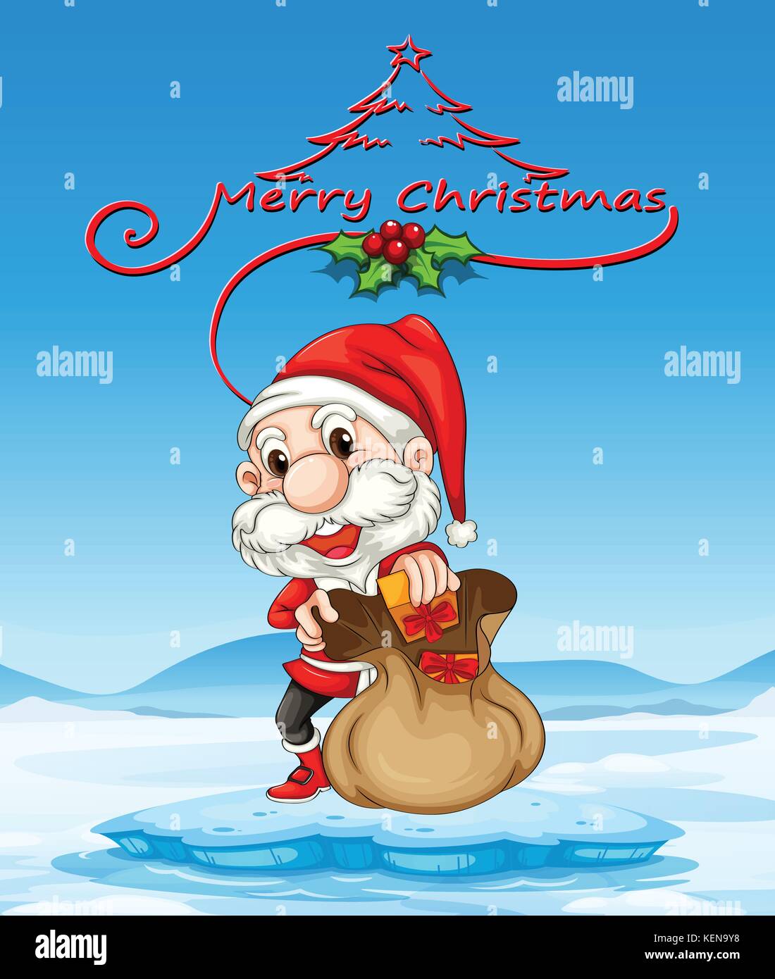 Illustration of a christmas card with santa Stock Vector Image & Art ...