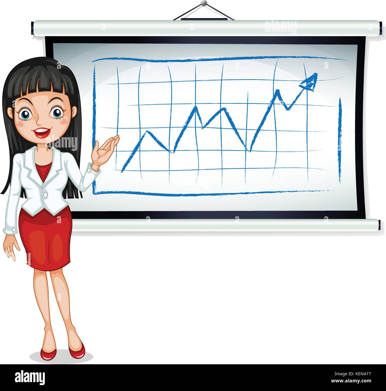 Illustration of a formal lady in front of the bulletin board on a white ...