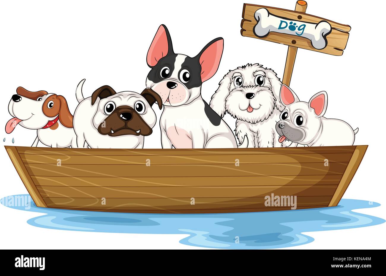 Illustration of many dogs on a boat Stock Vector Image & Art - Alamy