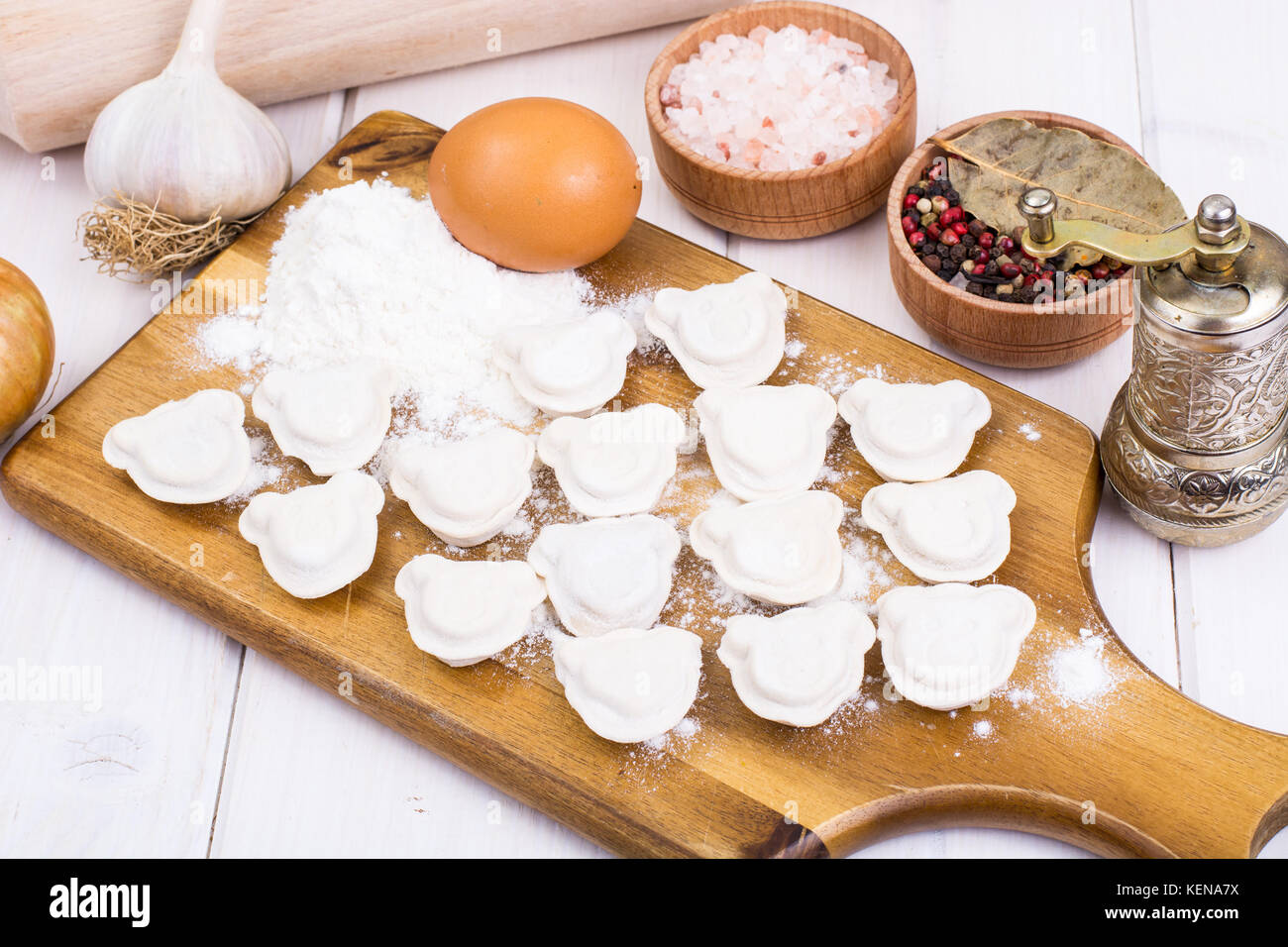 Baby food, homemade ravioli for children. Studio Photo Stock Photo - Alamy