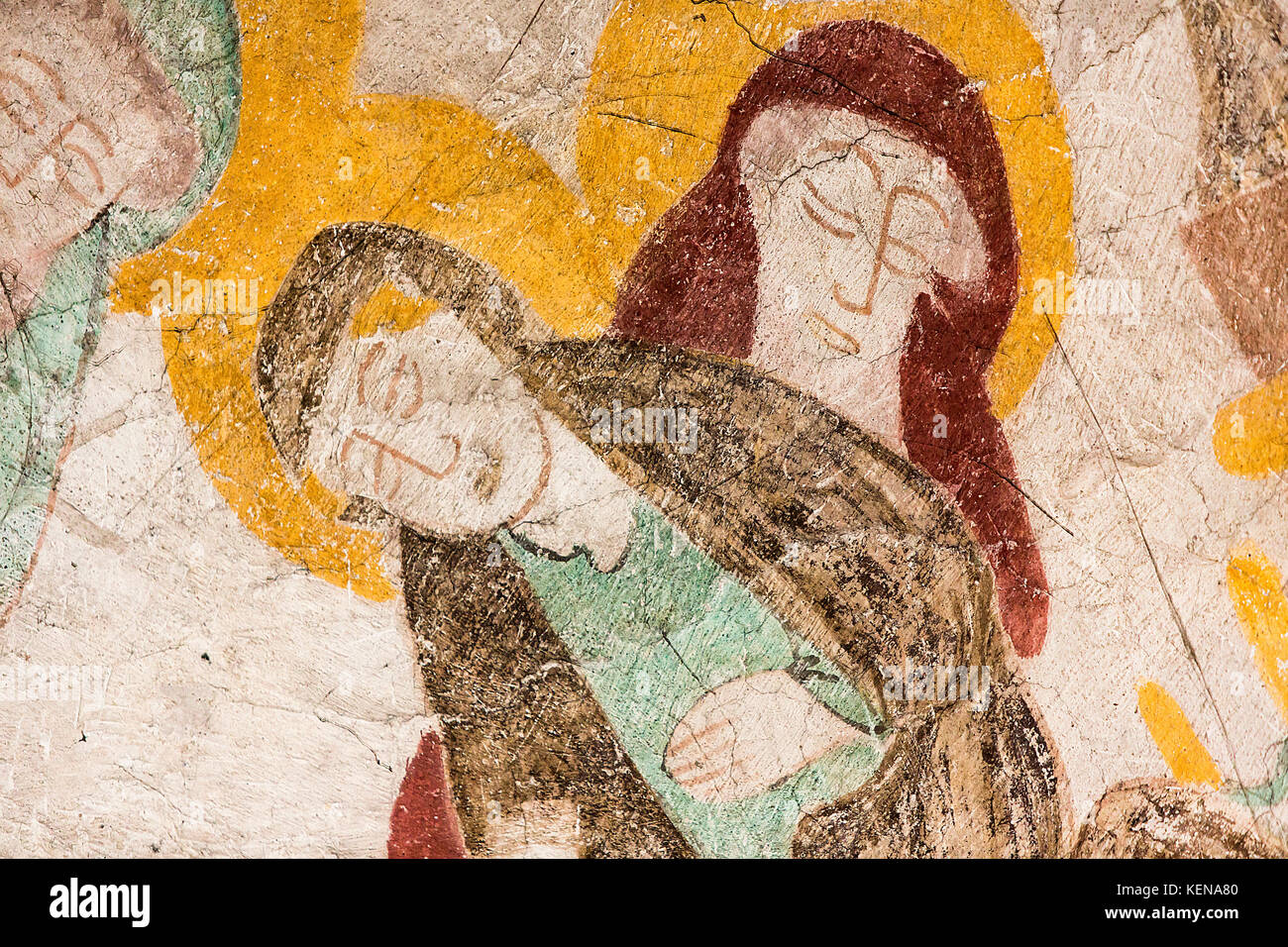 Danish late medieval religious fresco paintings depicting a section ...