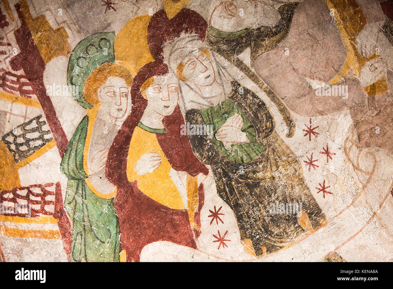 Danish late medieval religious fresco paintings depicting a section ...