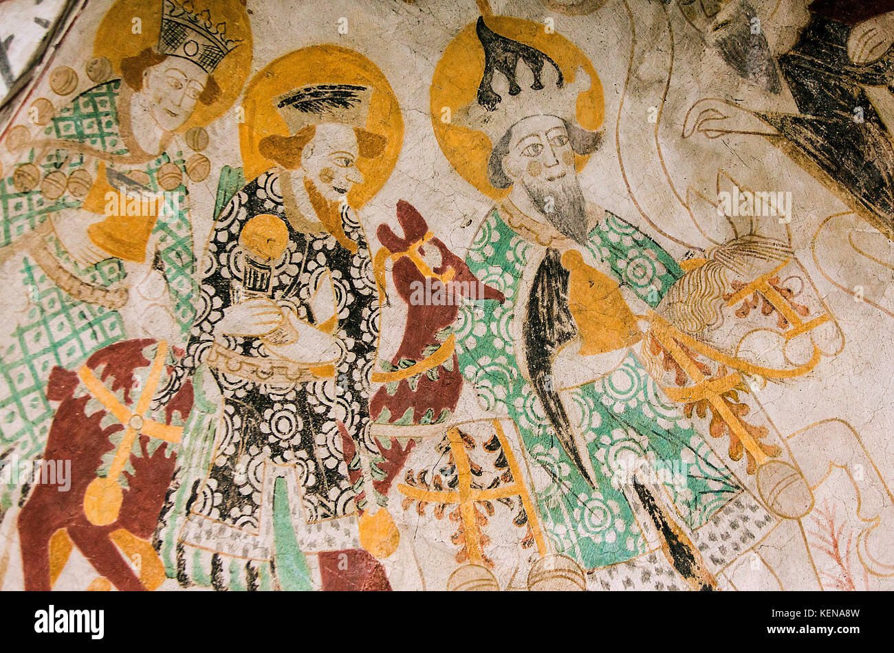 Danish late medieval religious fresco paintings depicting a section ...