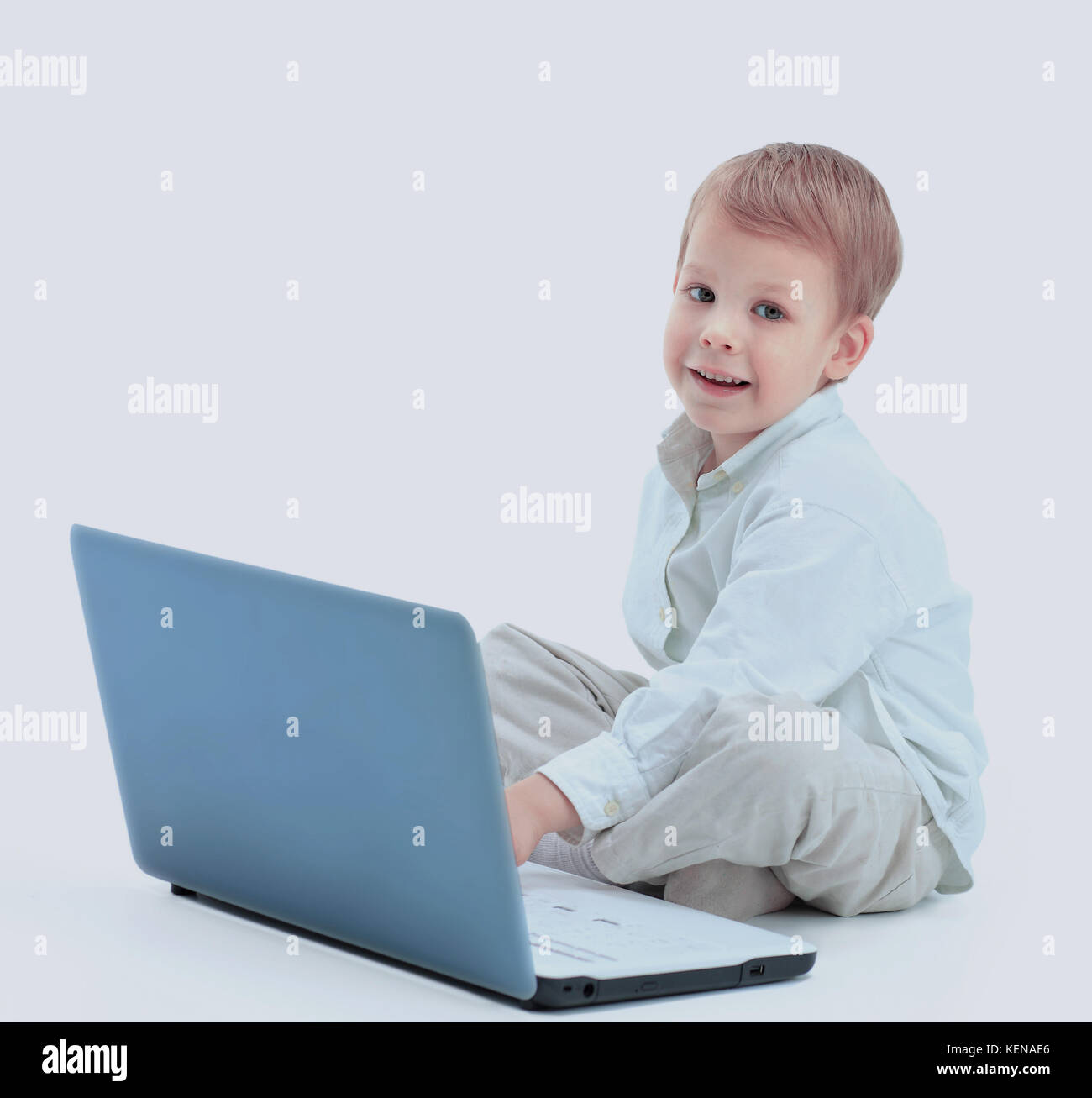 happy boy using the computer Stock Photo - Alamy