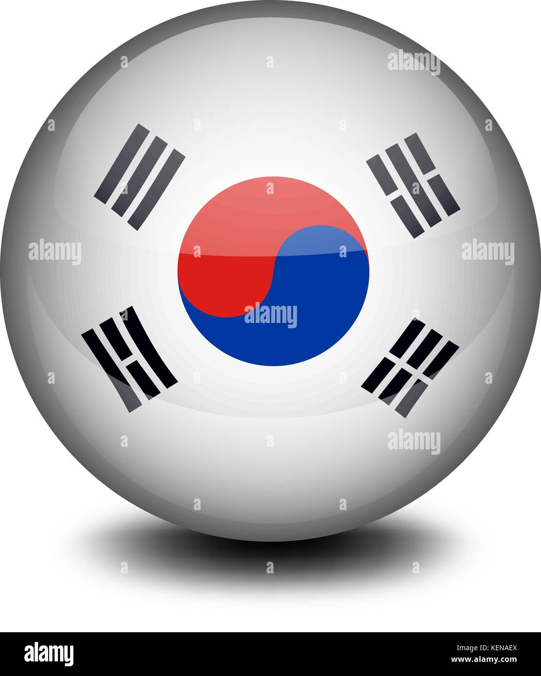 Illustration of a ball with the South Korean flag on a white background ...