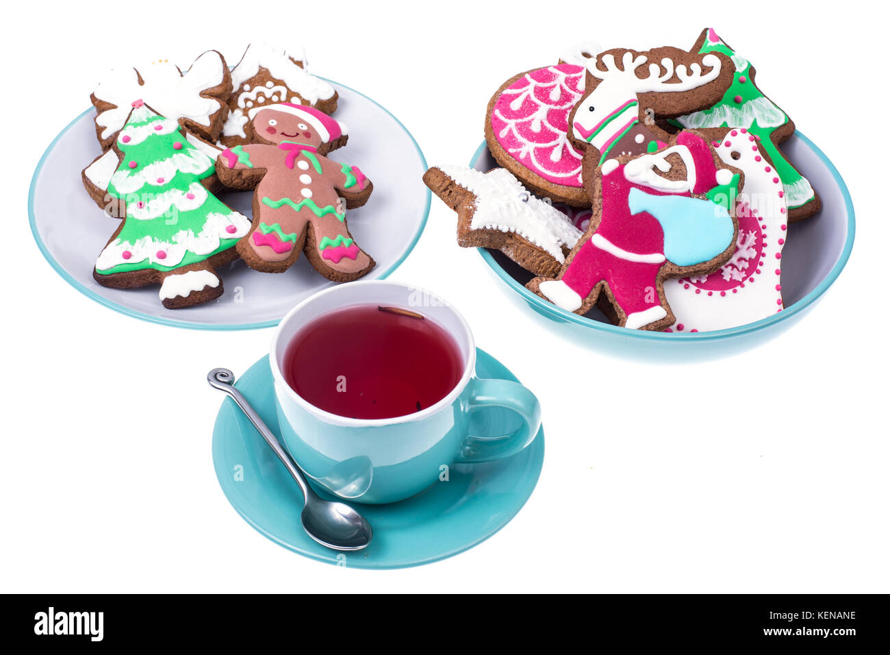 Cup of red tea with gingerbread Christmas gingerbread. Studio Photo ...