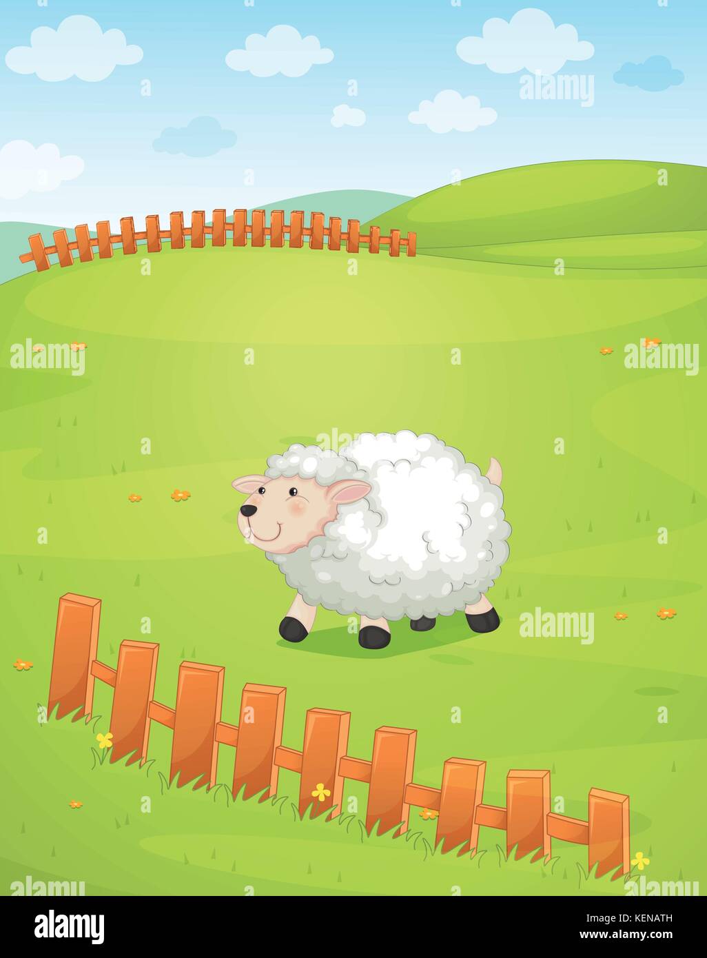 Boundary fence with sheep Stock Vector Images - Alamy