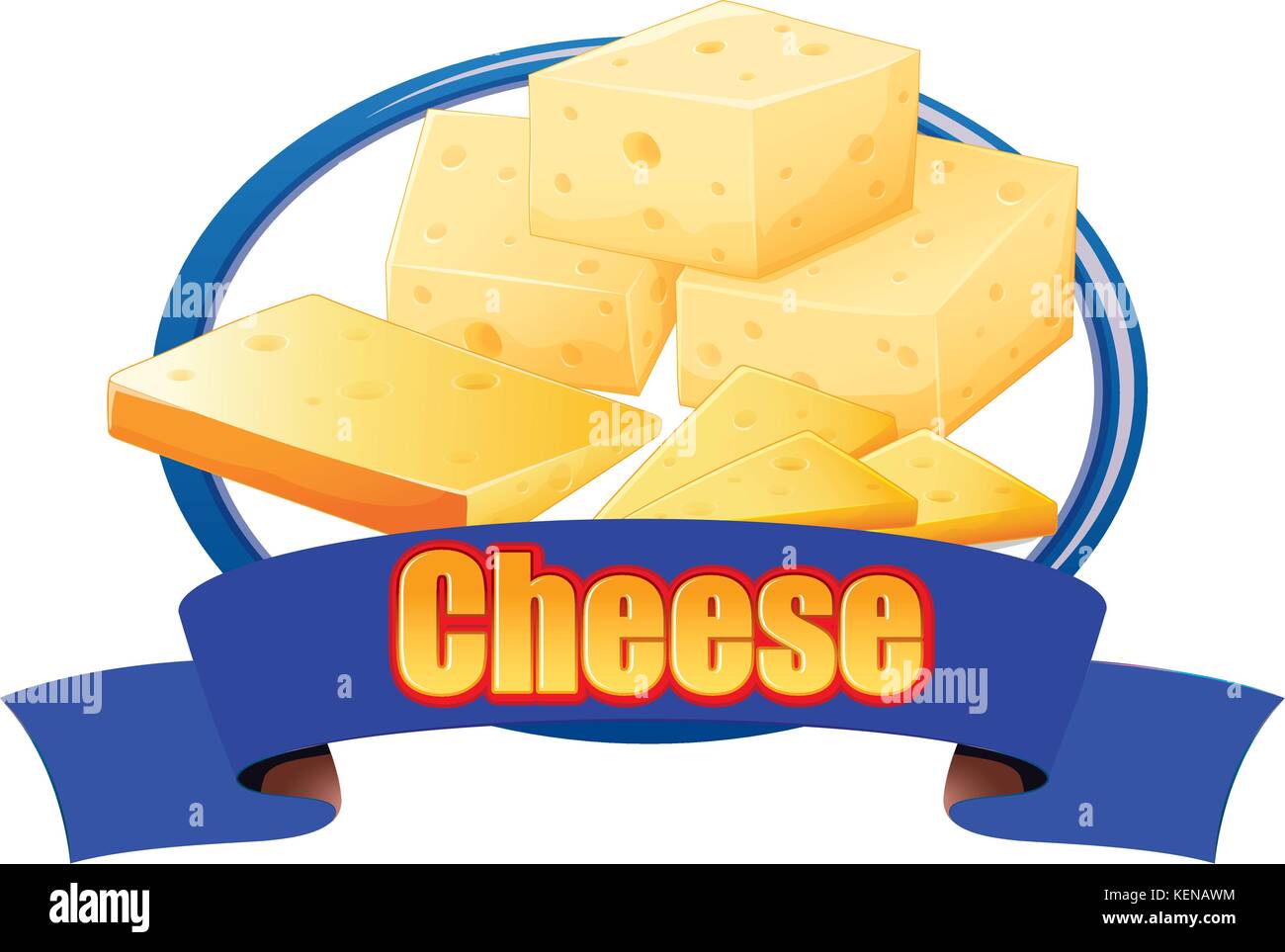 Cheese label with text on blue Stock Vector Image & Art - Alamy