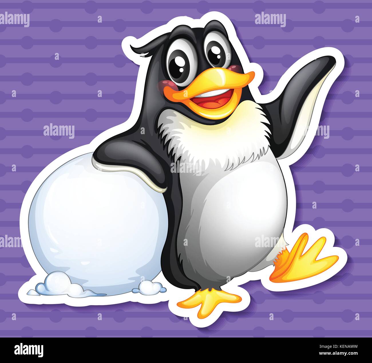Illustration of a penguin and a snowball Stock Vector Image & Art - Alamy
