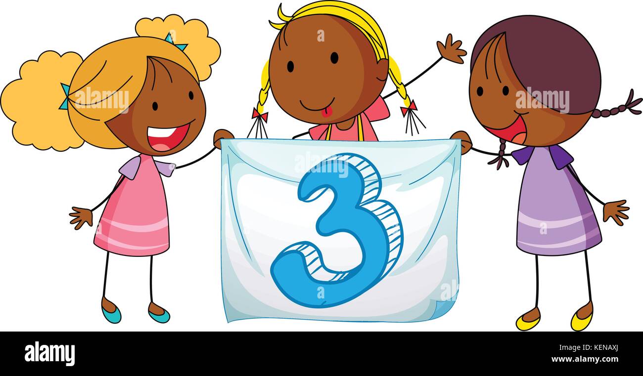 illustration of a flashcard number three Stock Vector Image & Art - Alamy