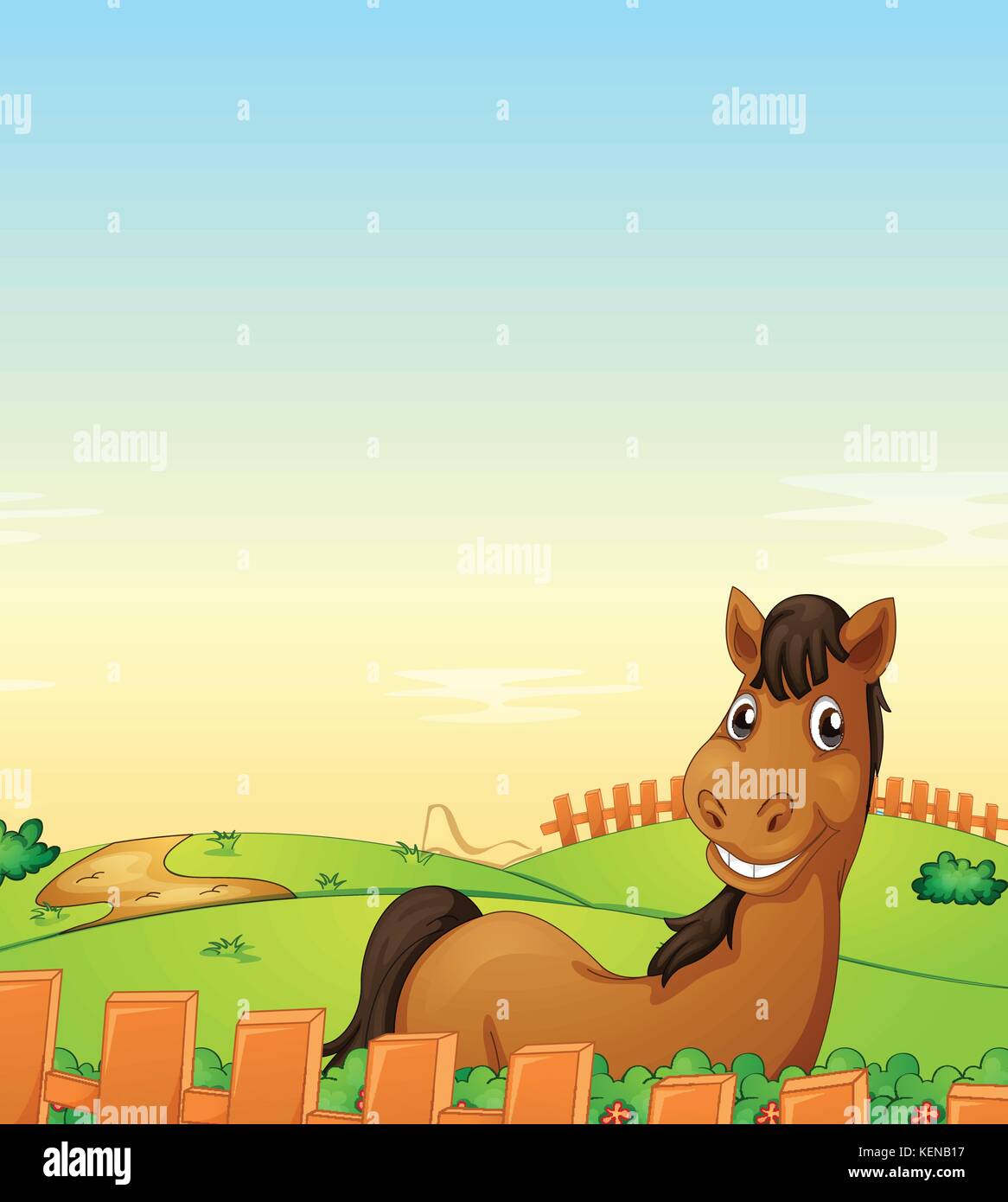 Illustration of a horse in a farm Stock Vector Image & Art - Alamy