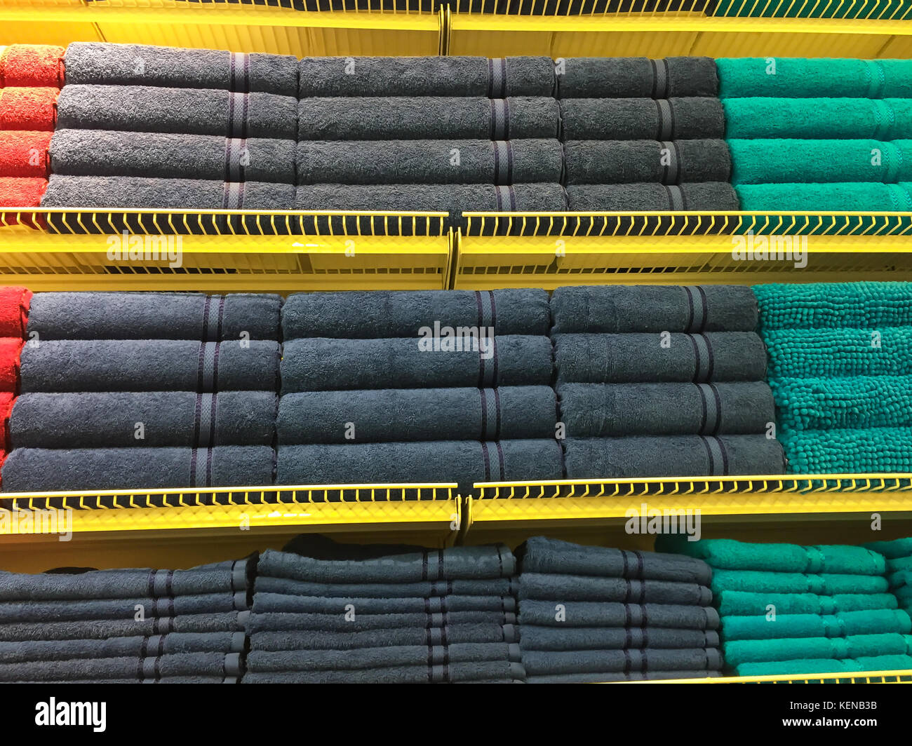 Bath towels of different colors Stock Photo - Alamy