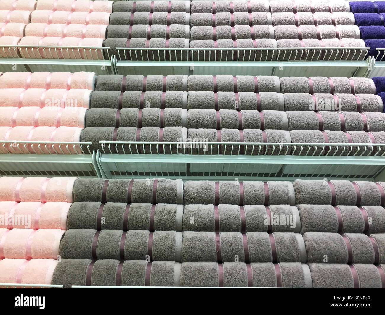 Bath towels of different colors Stock Photo - Alamy