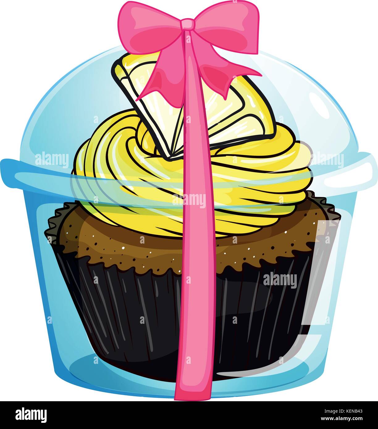 Illustration of a cupcake with a yellow icing on a white background ...