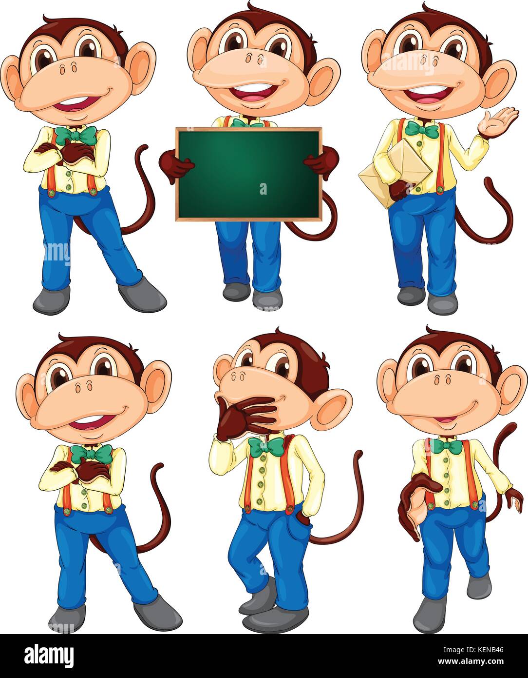 Illustration of a set of monkeys Stock Vector Image & Art - Alamy