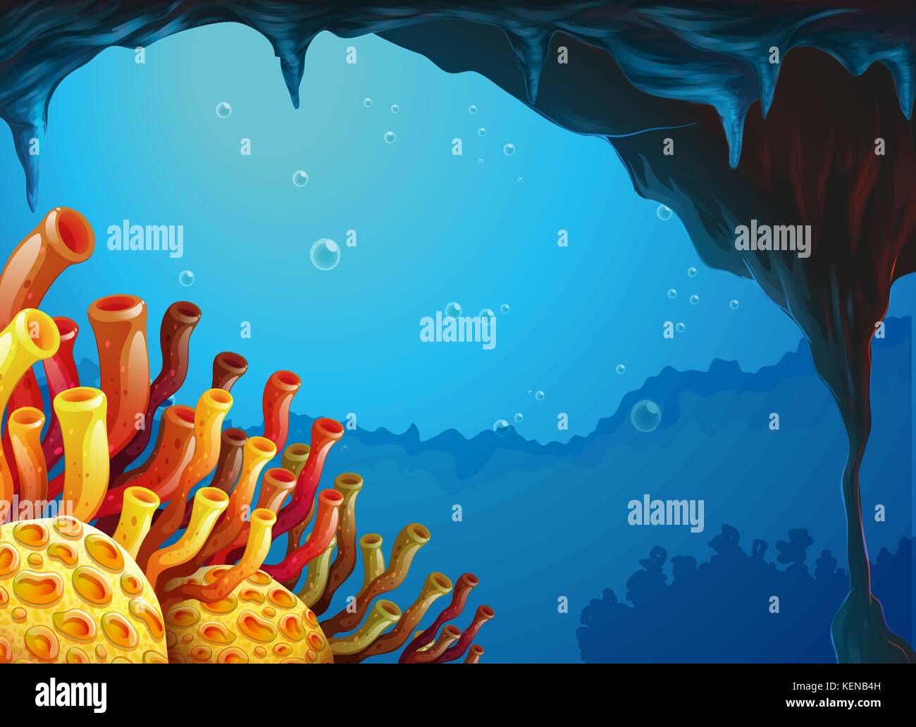 Illustration of a beautiful view of the coral rees under the sea on a ...