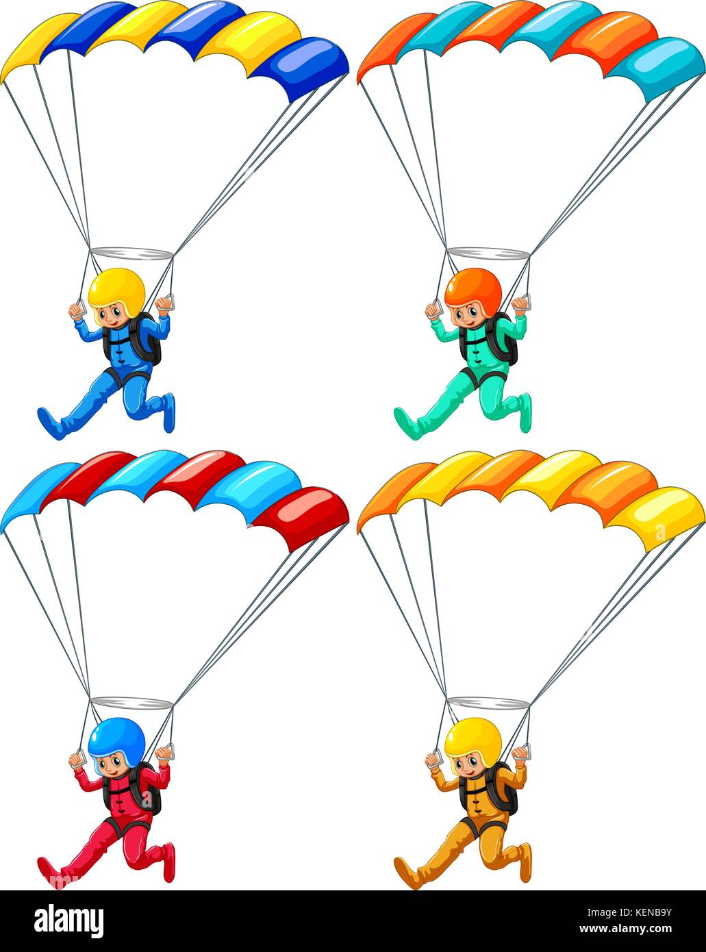 Set of four parachutists flying down Stock Vector Image & Art - Alamy