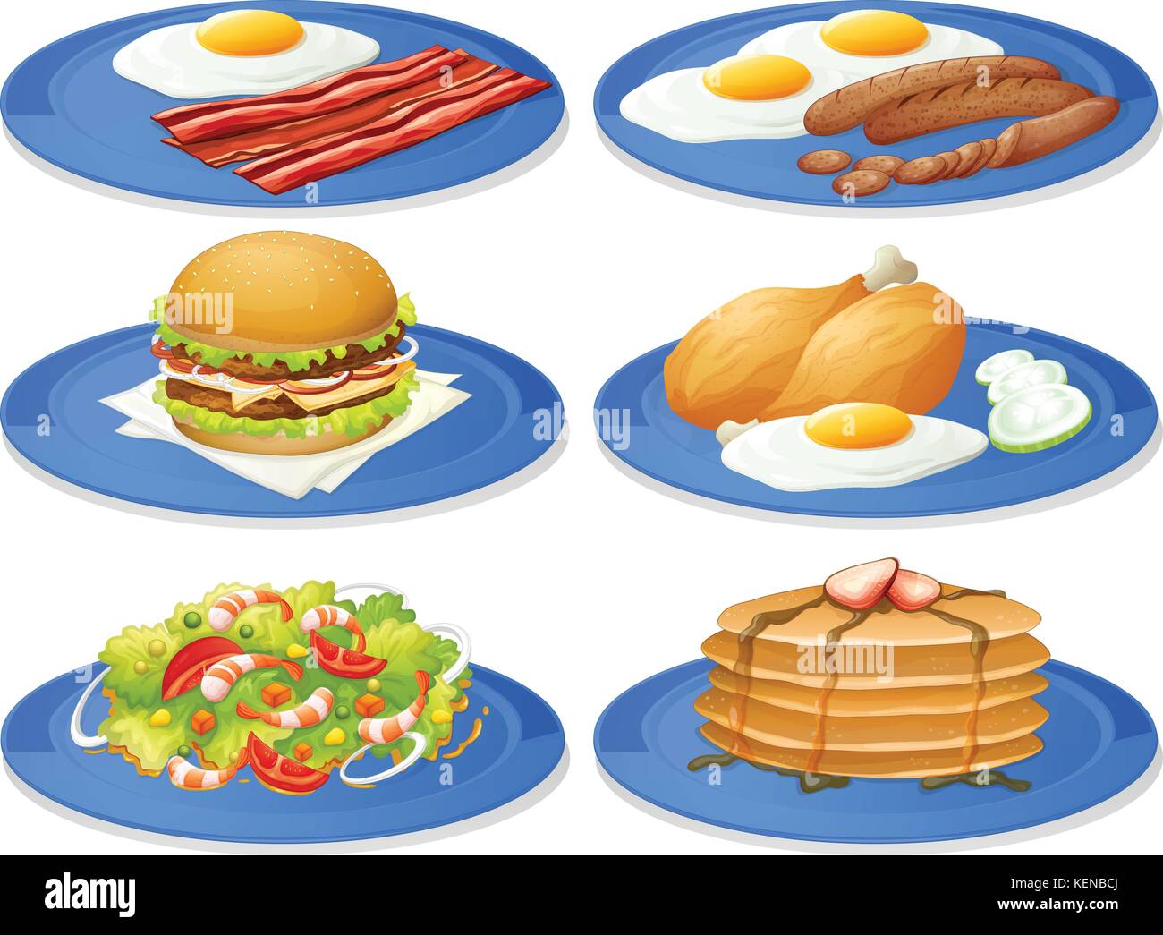 Illustration of different dishes of breakfast Stock Vector Image & Art ...