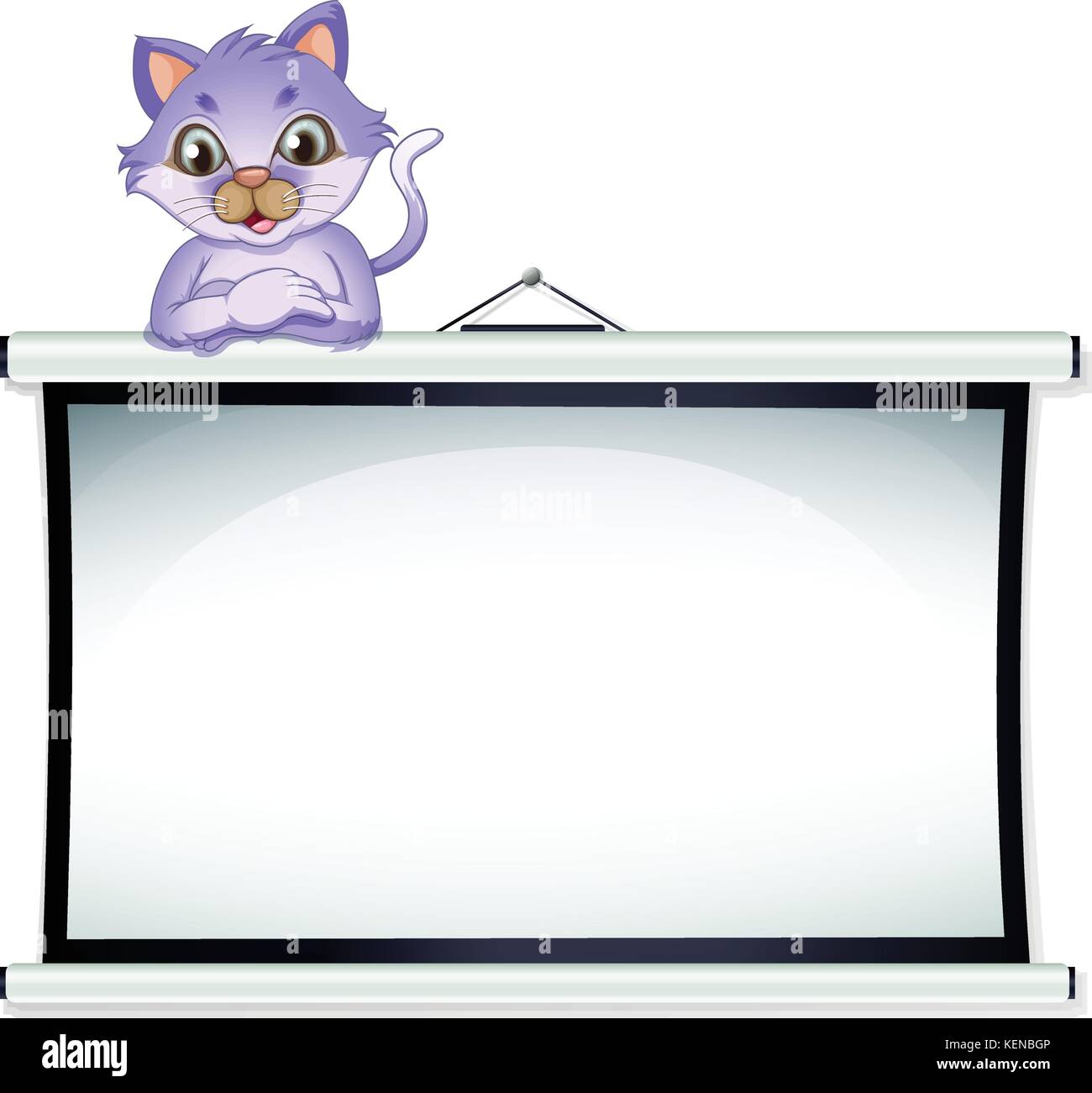 Illustration of an empty whiteboard with a cat on a white background ...